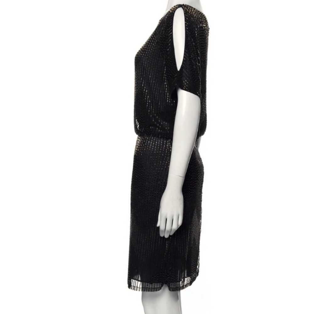 Alex + Olivia Black Silk Beaded Dress - Gem